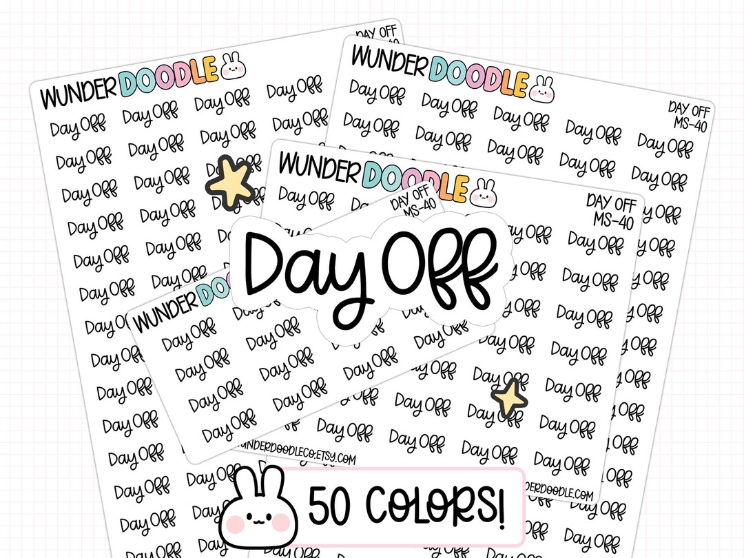Day off Planner Stickers | MS-40 | Font MS | Functional Stickers - Etsy