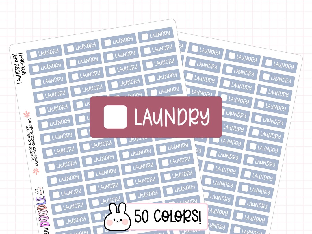 Laundry Planner Stickers | Font AW, Checklist Box - Etsy