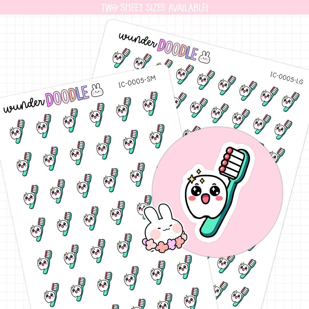 Brush Teeth Stickers IC-0005 Two Sheet Sizes Available - Etsy