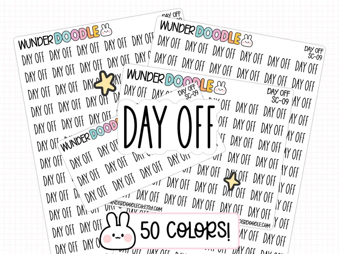 Day off Planner Stickers | Font SC | SC-09 | Work Stickers - Etsy