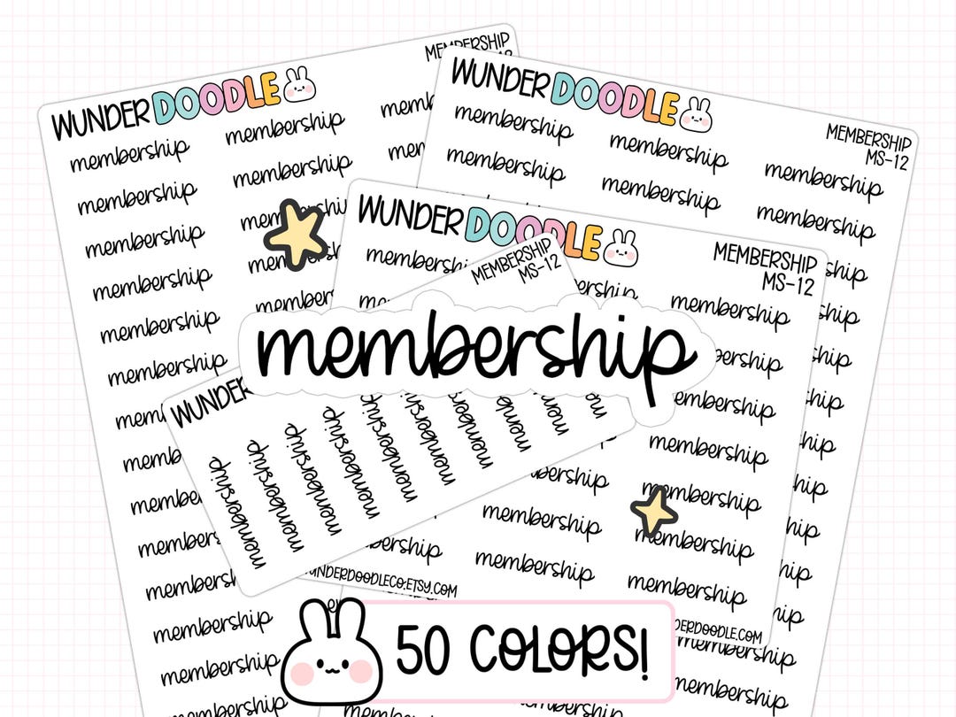 Membership Planner Stickers | MS-12 | Font MS | Bill Stickers - Etsy