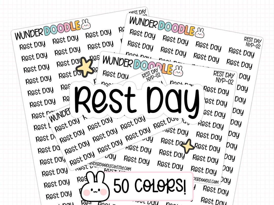Rest Day Planner Stickers | NYP-02 | Font NYP | Functional Stickers - Etsy