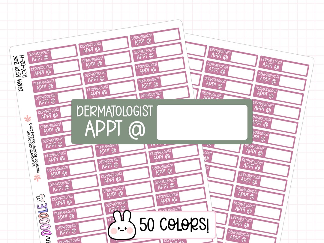 Dermatologist Appt Planner Stickers | Font AW | BOX-02 | Appointment ...
