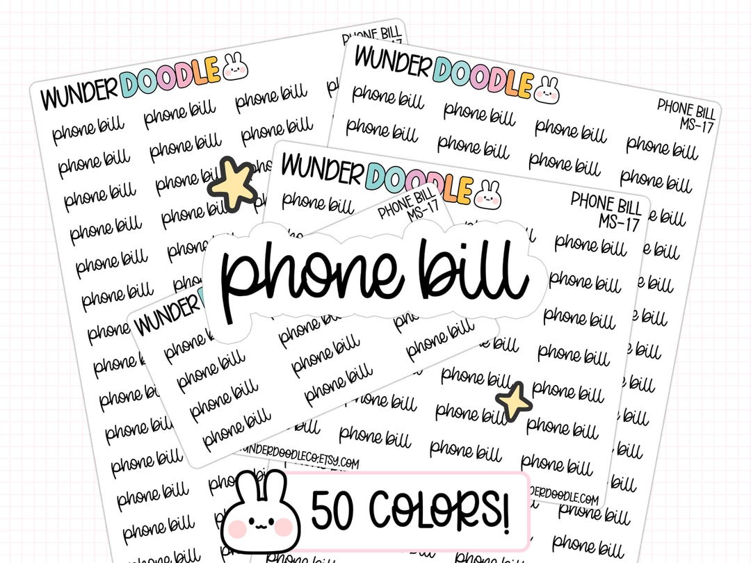 Phone Bill Planner Stickers | MS-17 | Font MS | Bill Stickers - Etsy