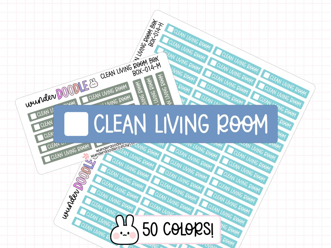 Clean Living Room Planner Stickers | Font AW | BOX-014 | Cleaning ...
