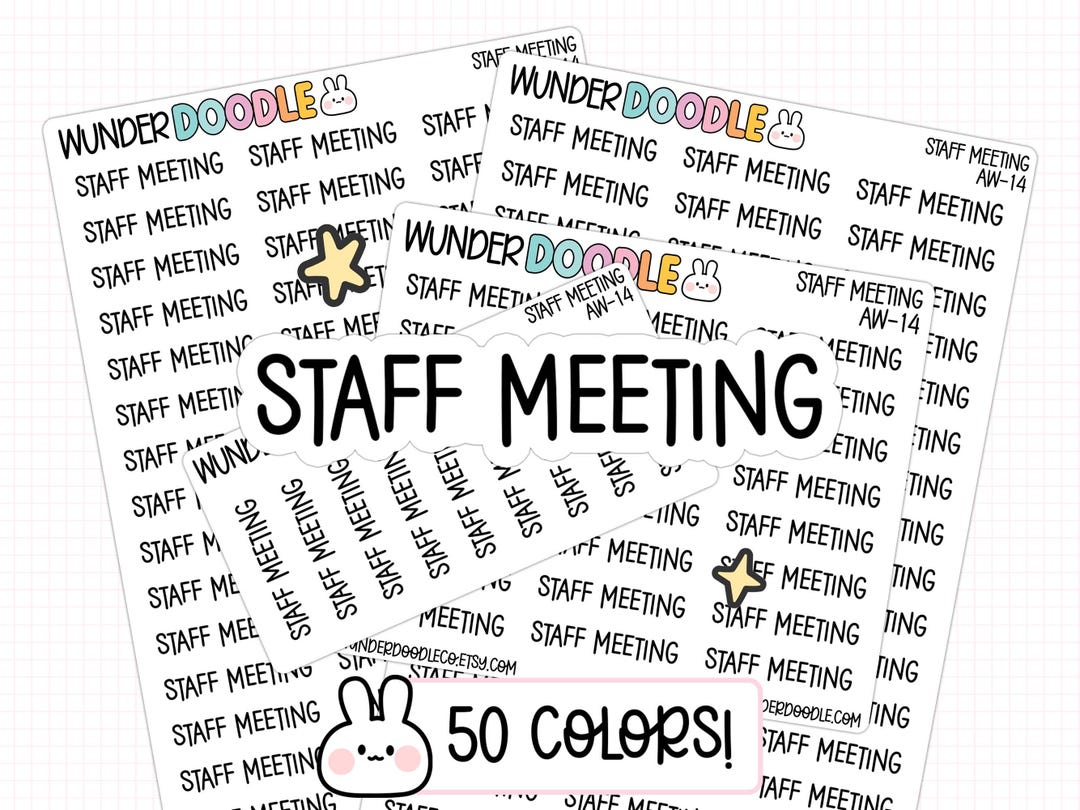 Staff Meeting Planner Stickers | AW-14 | Font AW | Work Stickers ...