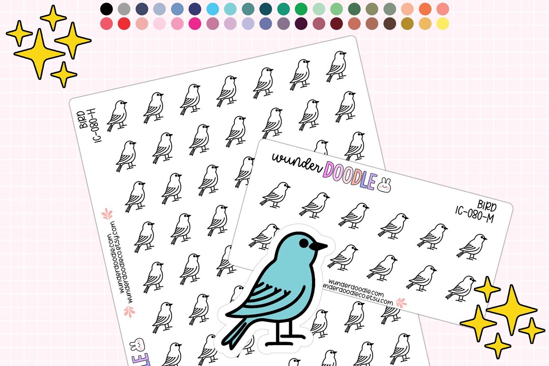 Bird Planner Stickers IC-080 Bird Icon Stickers - Etsy