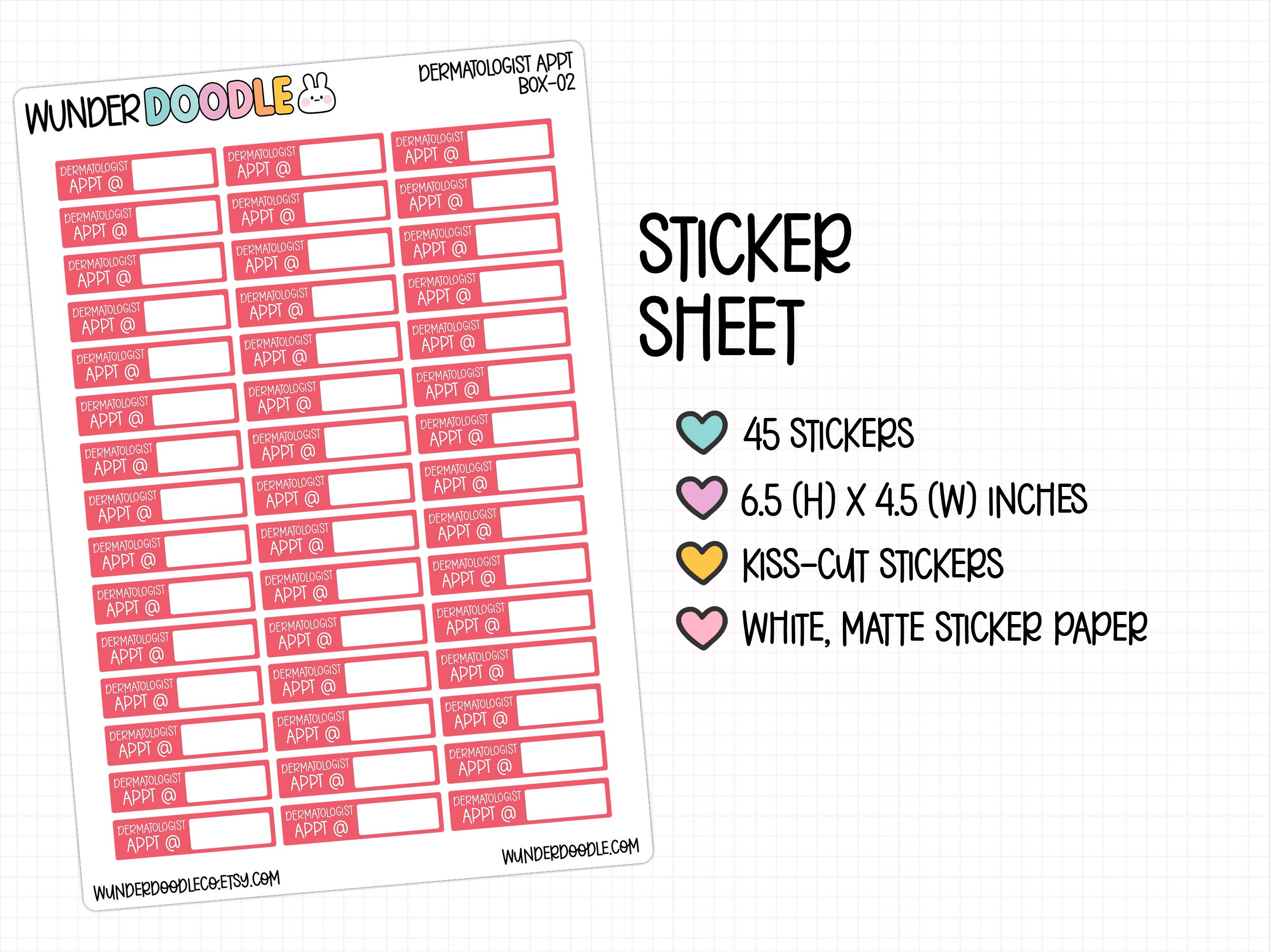 Dermatologist Appt Planner Stickers | Font AW | BOX-02 | Appointment ...