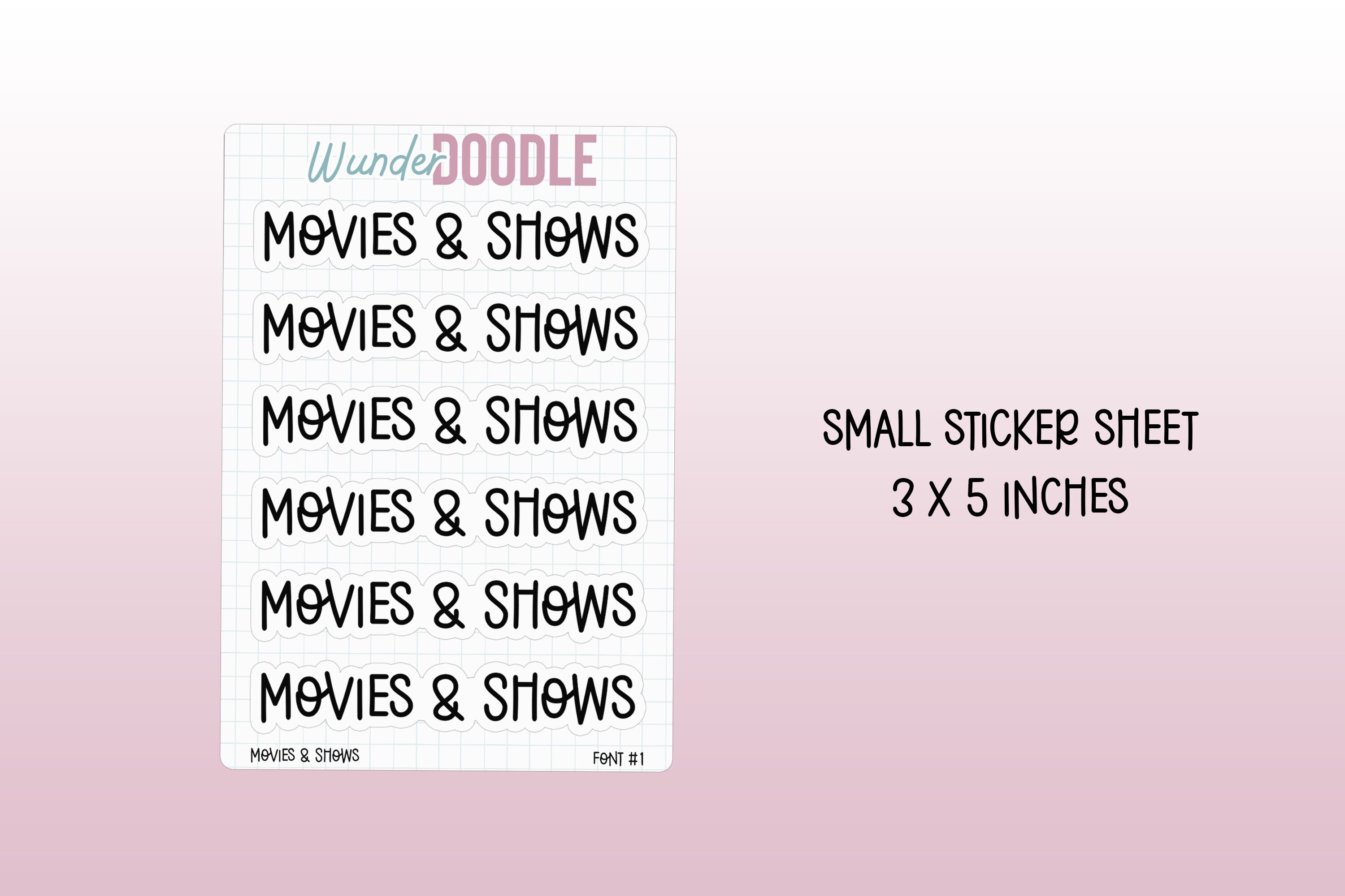 Movies & Shows Header Planner Stickers Font 1, Custom Colors Available ...