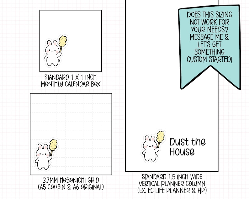 Bunny Dusting Planner Stickers | IC-153 | Chore Reminder Icon - Etsy UK