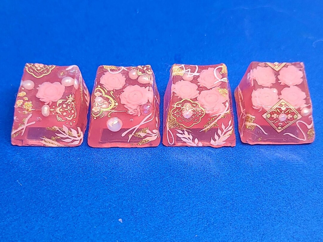 Set of 4 Keycaps Pearl Rose - Pink Keycaps, Mechanical Keyboard, ESC ...