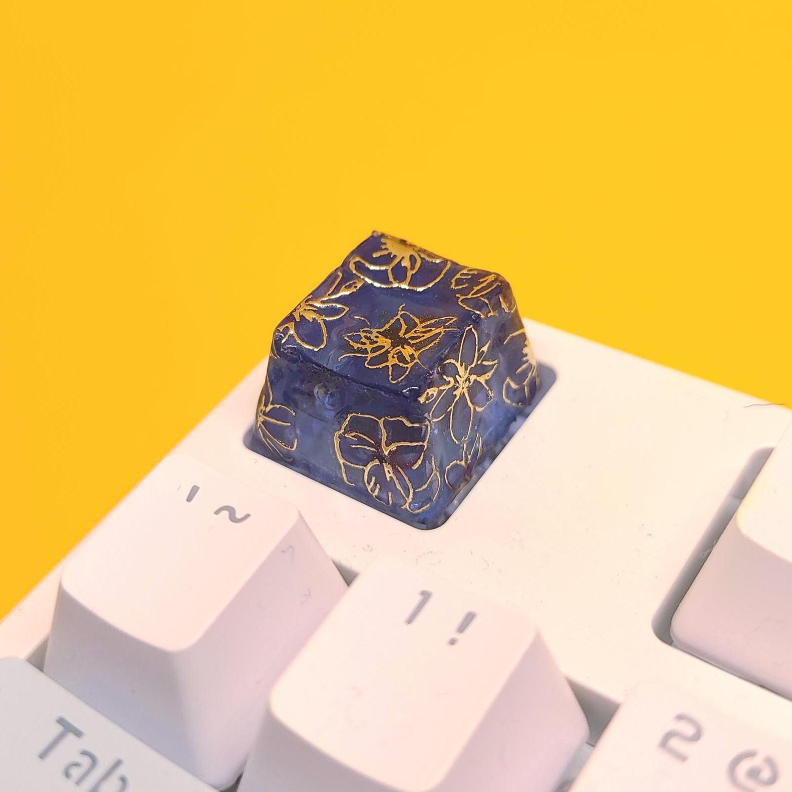 Golden Flower Keycap, Mechanical Keyboard, ESC Keycap, Handmade Resin ...