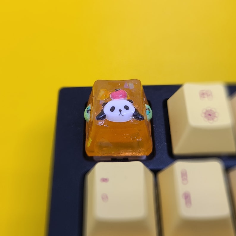 Apple Panda 2 Keycap, Mechanical Keyboard, ESC Keycap, Handmade Resin ...