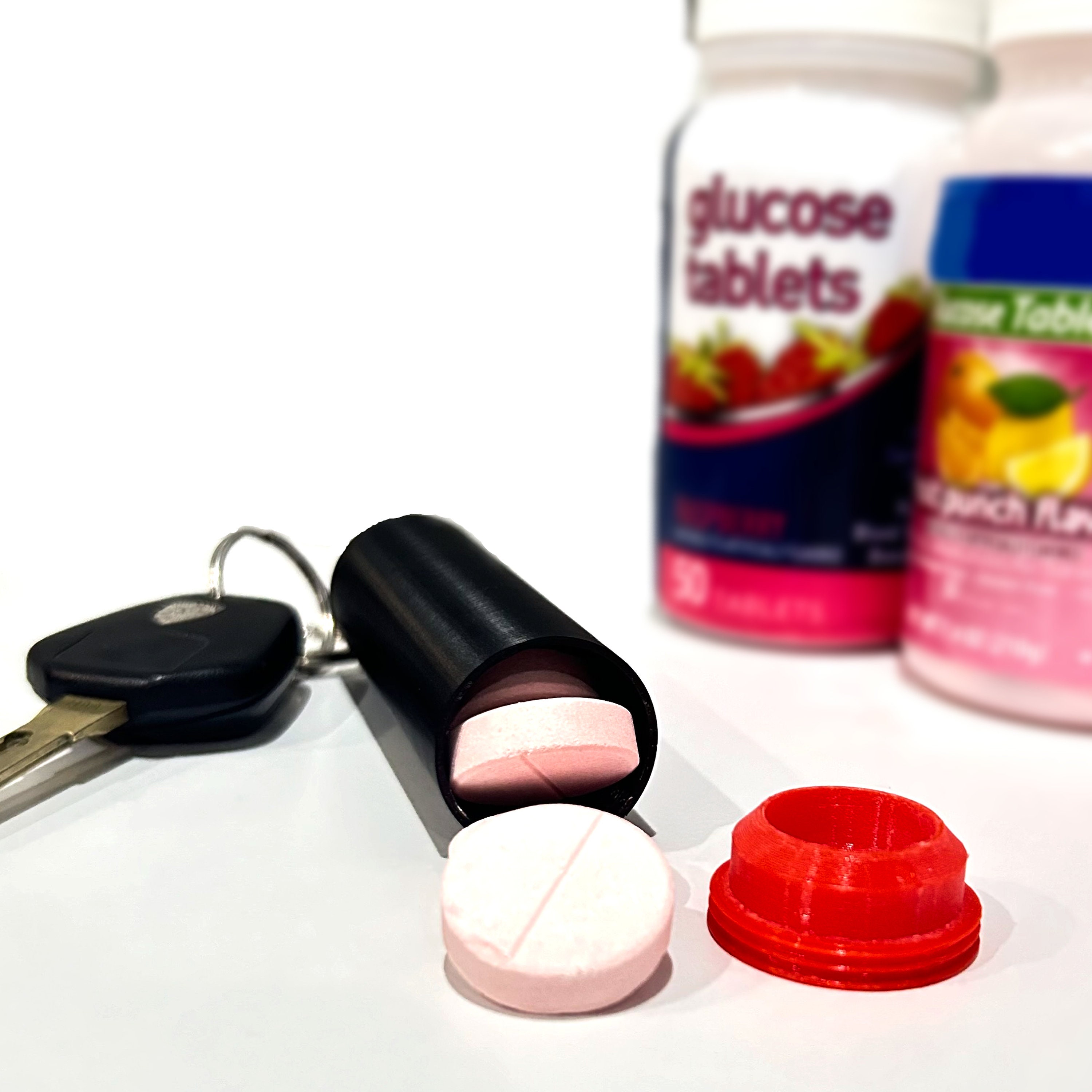 Customizable Glucose Tablet Container Keychain - Diabetic Travel Holder ...