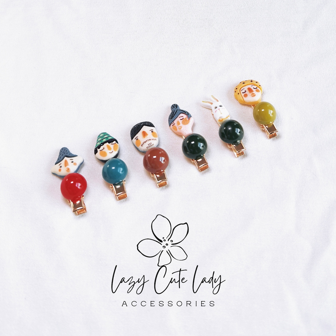 Clay Cartoon Doll and Candy-themed Hair Clips Set (1.75 Inches)-cute ...