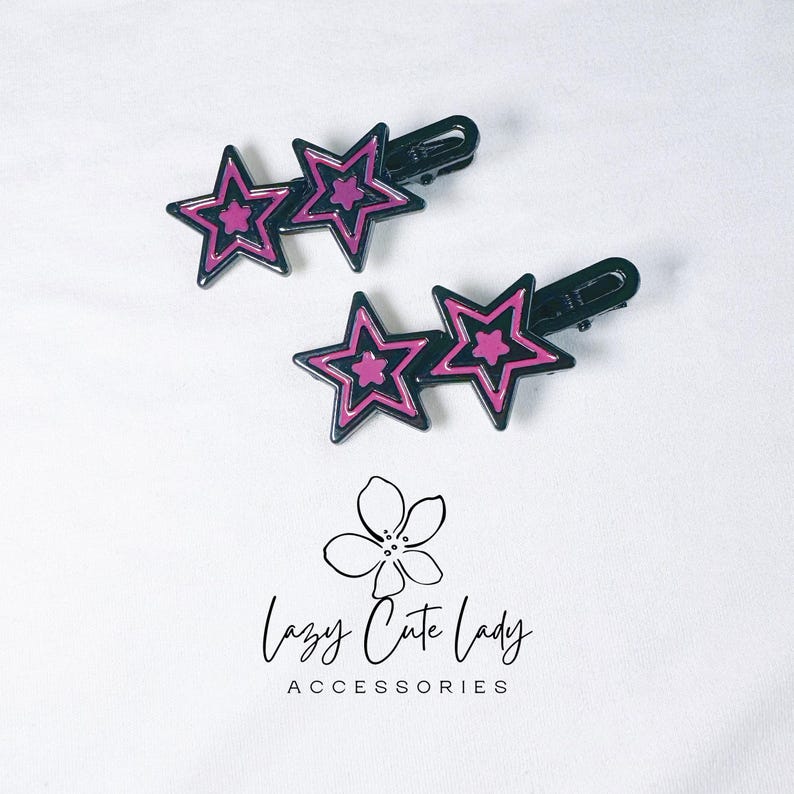 Two-tone Star Hair Clip: Edgy Chic Accessory - Etsy