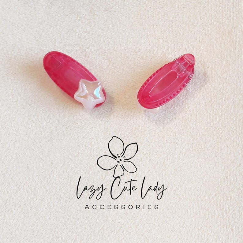 Jelly Star Snap Hair Clips: Pastel Acrylic Barrettes With Pearl - Etsy