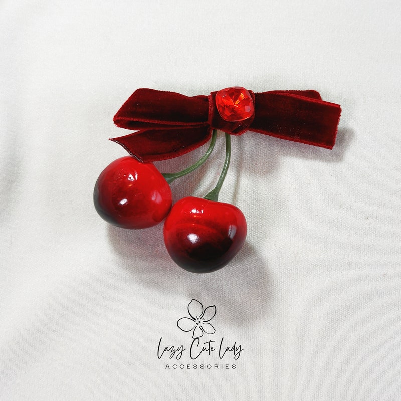 Cherry Hair Bow - Etsy