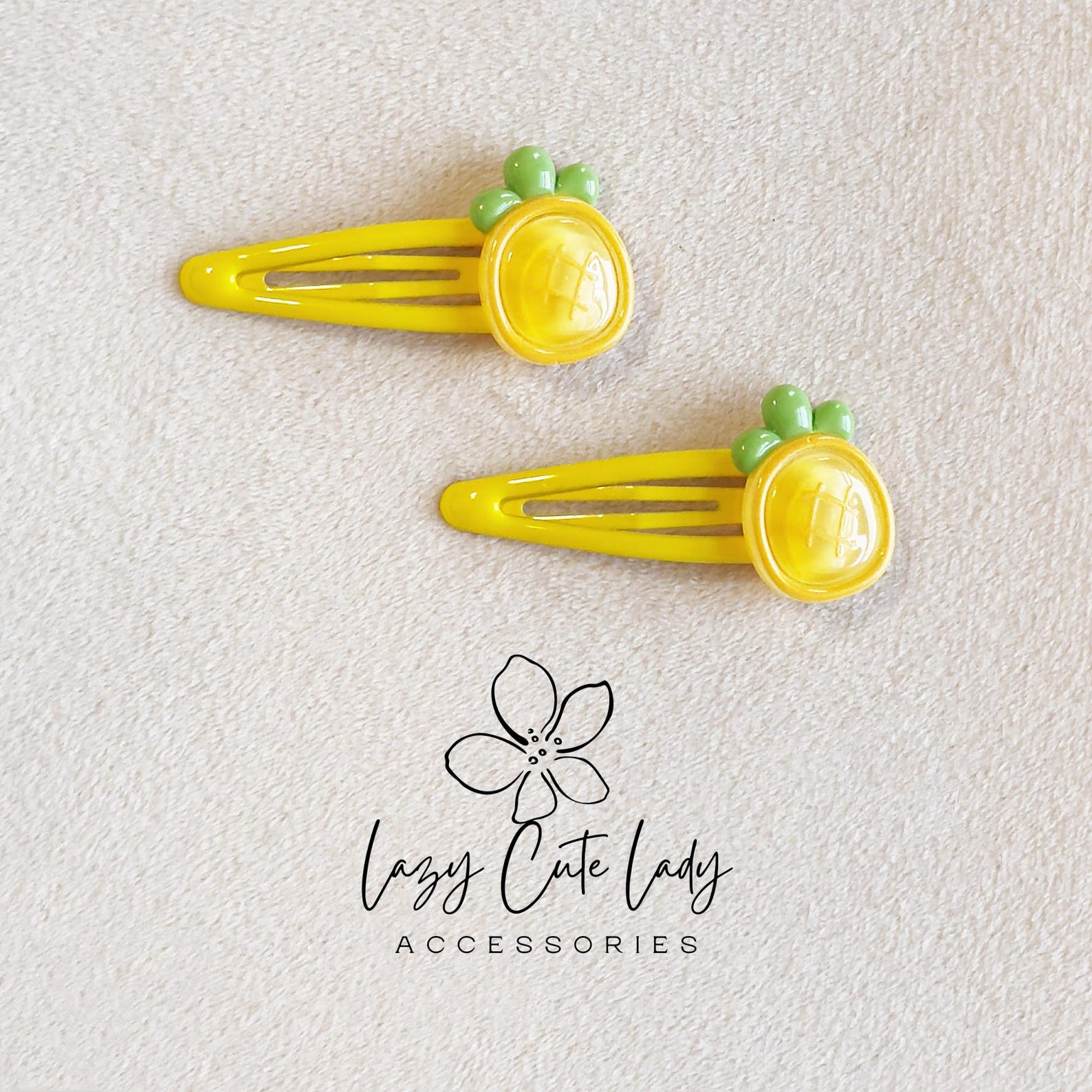Fruit Snap Hair Clips: Resin Strawberry, Cherry, Peach, Pineapple ...