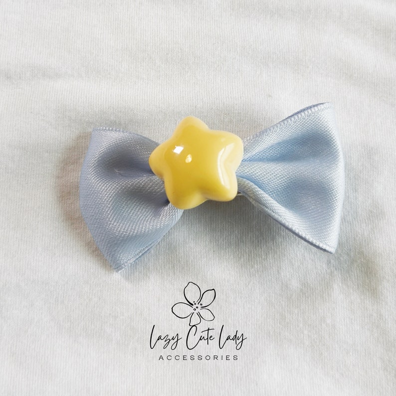 Enchanting Starlight Satin Bow Star Clip - Cute Hair Clips - Hair ...