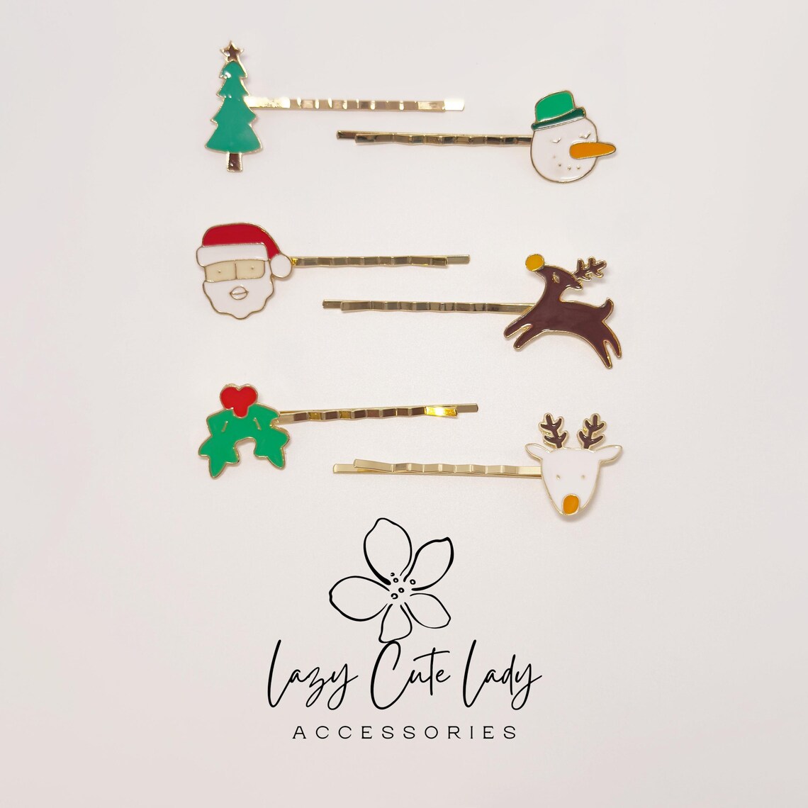 Christmas Hair Pins Set – Cute Holiday Bobby Pins With Santa, Reindeer ...