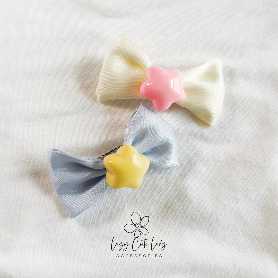 Enchanting Starlight Satin Bow Star Clip - Cute Hair Clips - Hair ...