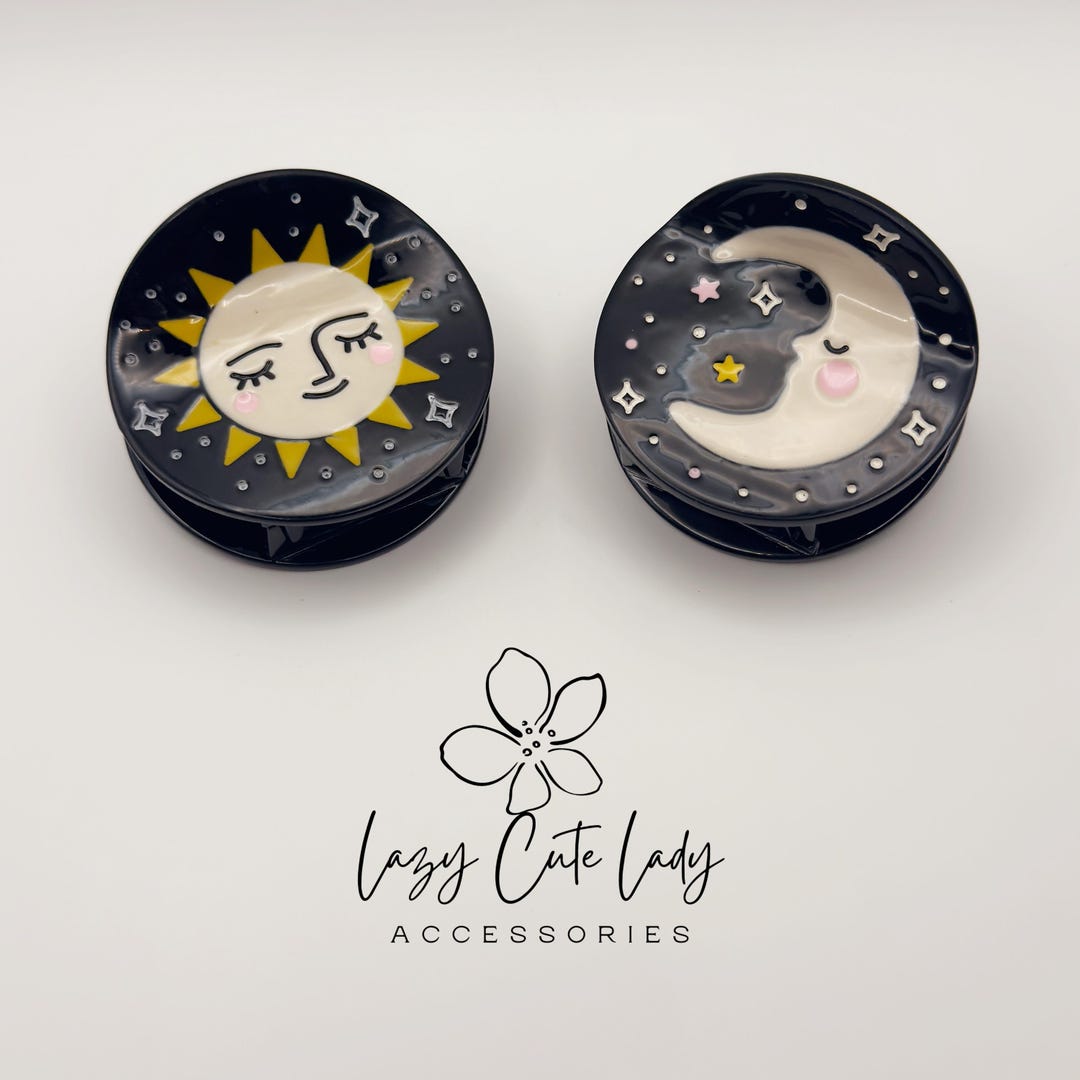 Sun and Moon Hair Claw Clips – Cosmic Resin Celestial Hair Accessories ...