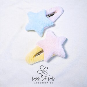 Fuzzy Star Hair Clips With Rhinestones - New Adorable Collection in ...