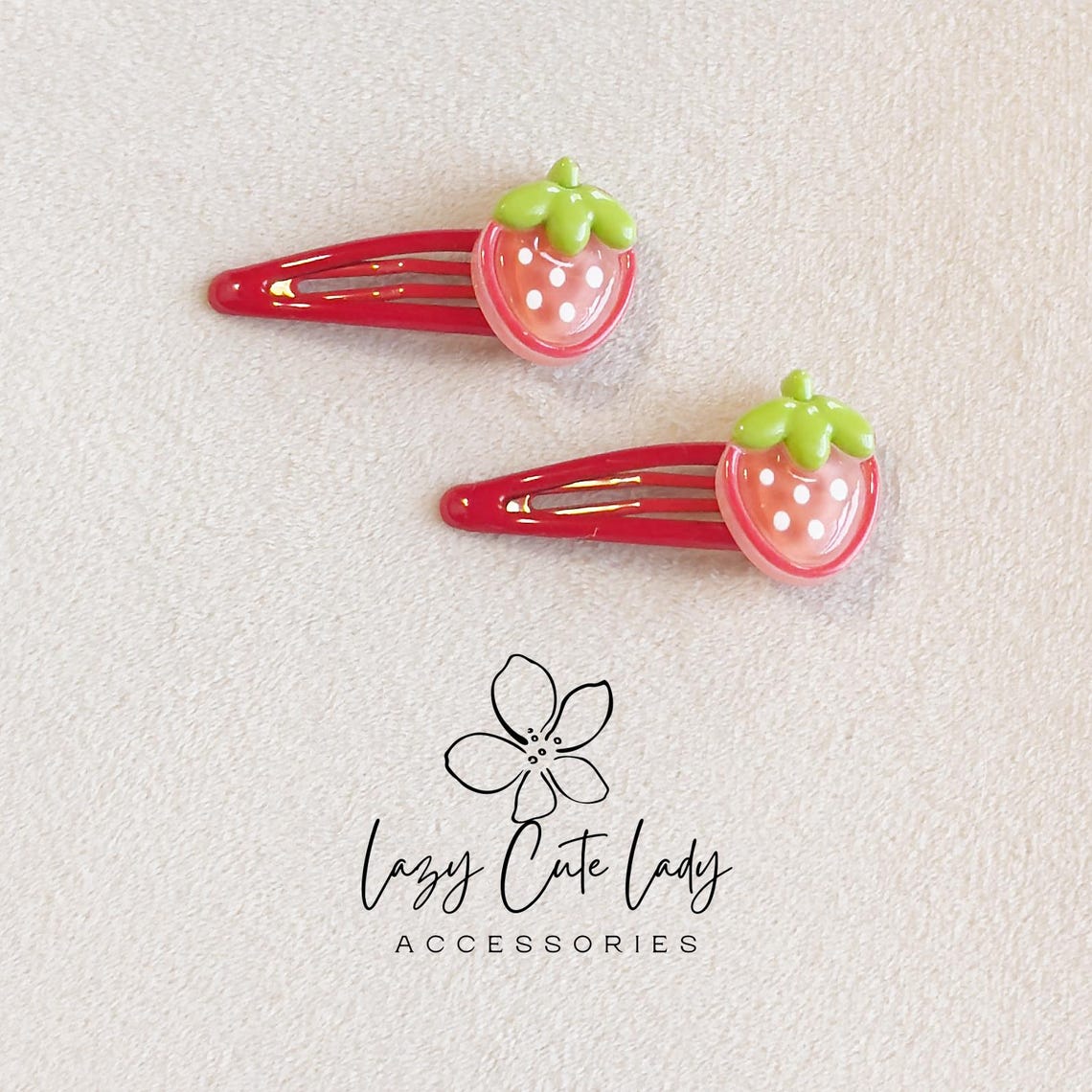 Fruit Snap Hair Clips: Resin Strawberry, Cherry, Peach, Pineapple ...