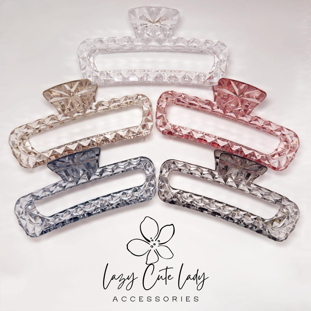 Diamond-cut Transparent Hair Claw – Large Crystal Acrylic Clip ...