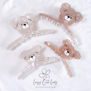 Adorable Teddy Bear Hair Claw - Brown and White, Two Sizes，cute Hair ...