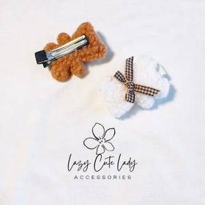 Plush Teddy Bear Hair Clip - Brown & White, Adorable and Versatile - Etsy