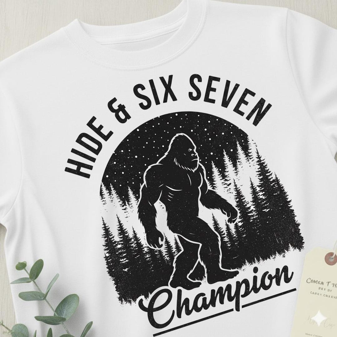 Sasquatch Meme PNG: Hide and Six Seven 67 Bigfoot Champion (digital ...