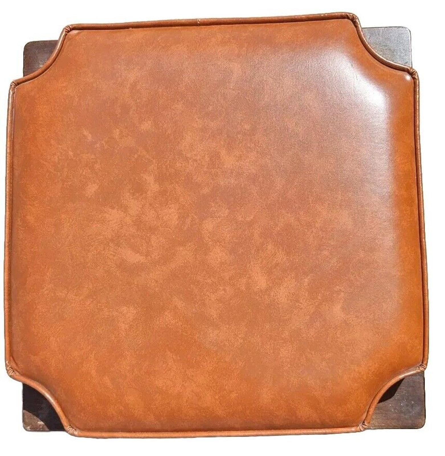 Vintage Ethan Allen Nesting Stacking Foot Stool MCM Wood Vinyl Square ...