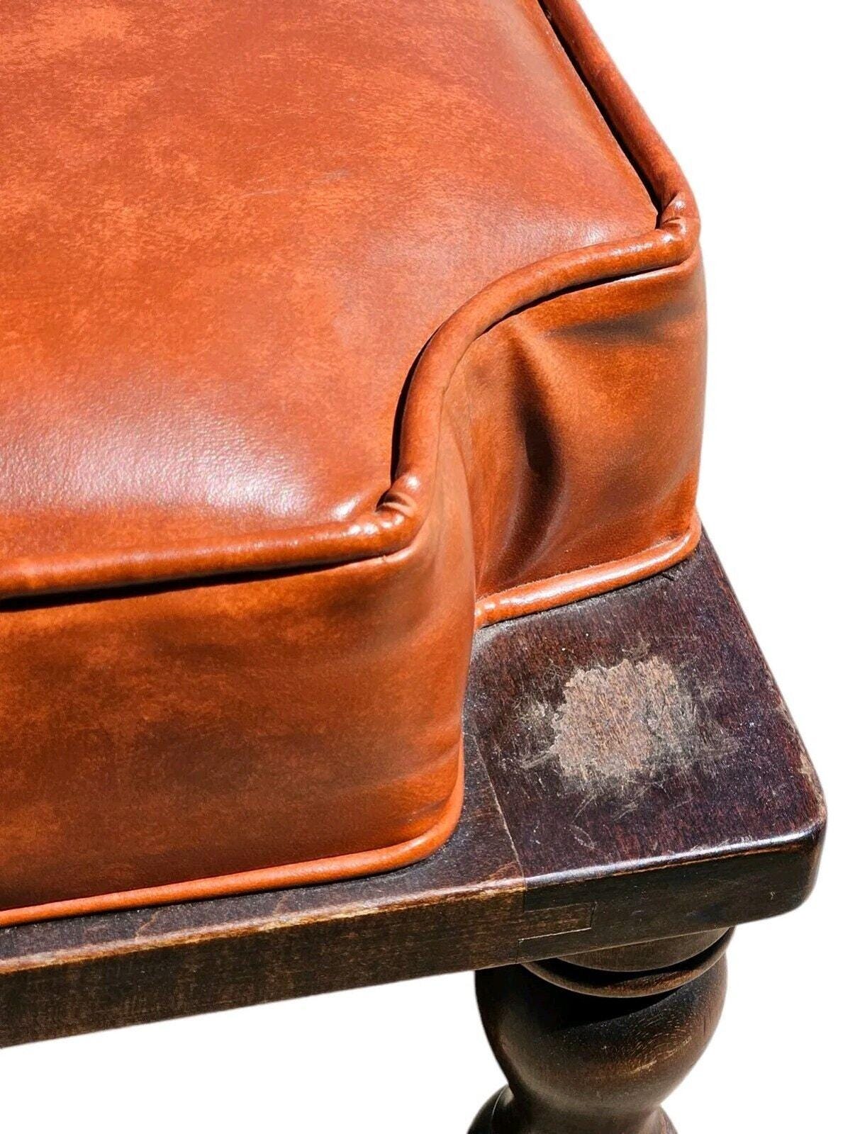 Vintage Ethan Allen Nesting Stacking Foot Stool MCM Wood Vinyl Square ...