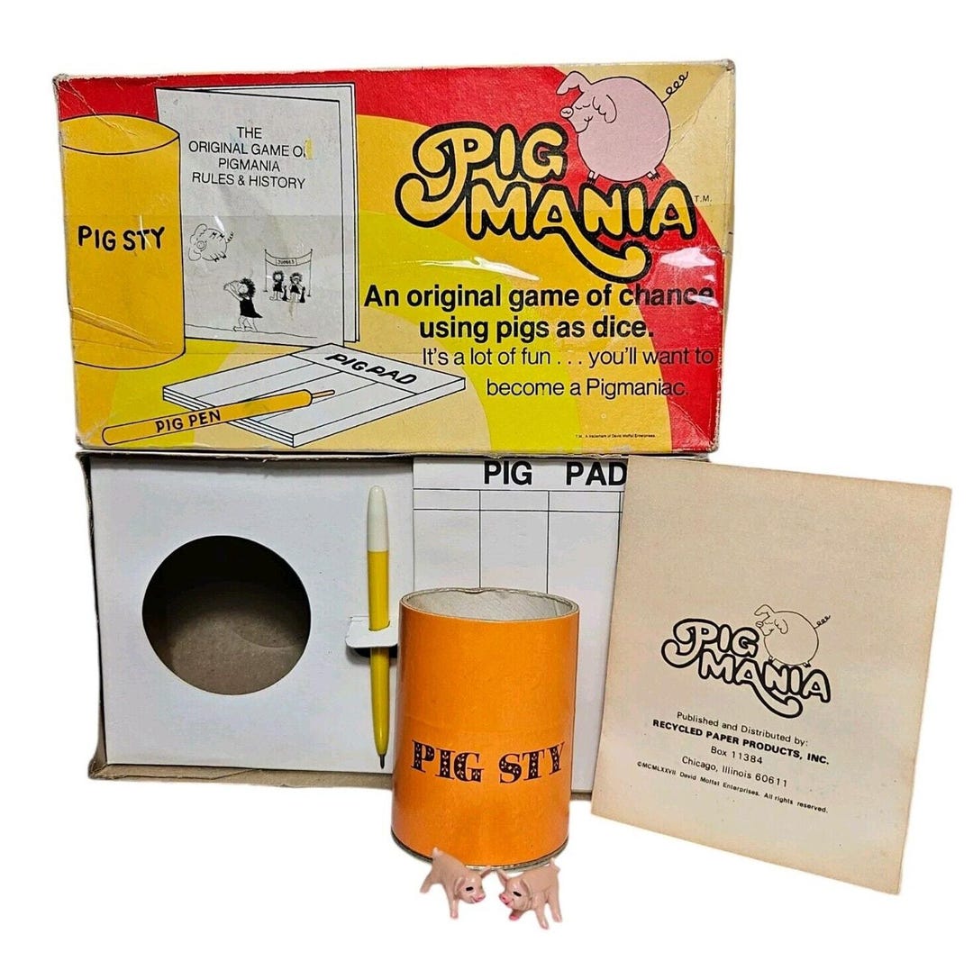 Vintage Pig Mania Dice Game 1977 Original COMPLETE David Moffat Ages 6 ...