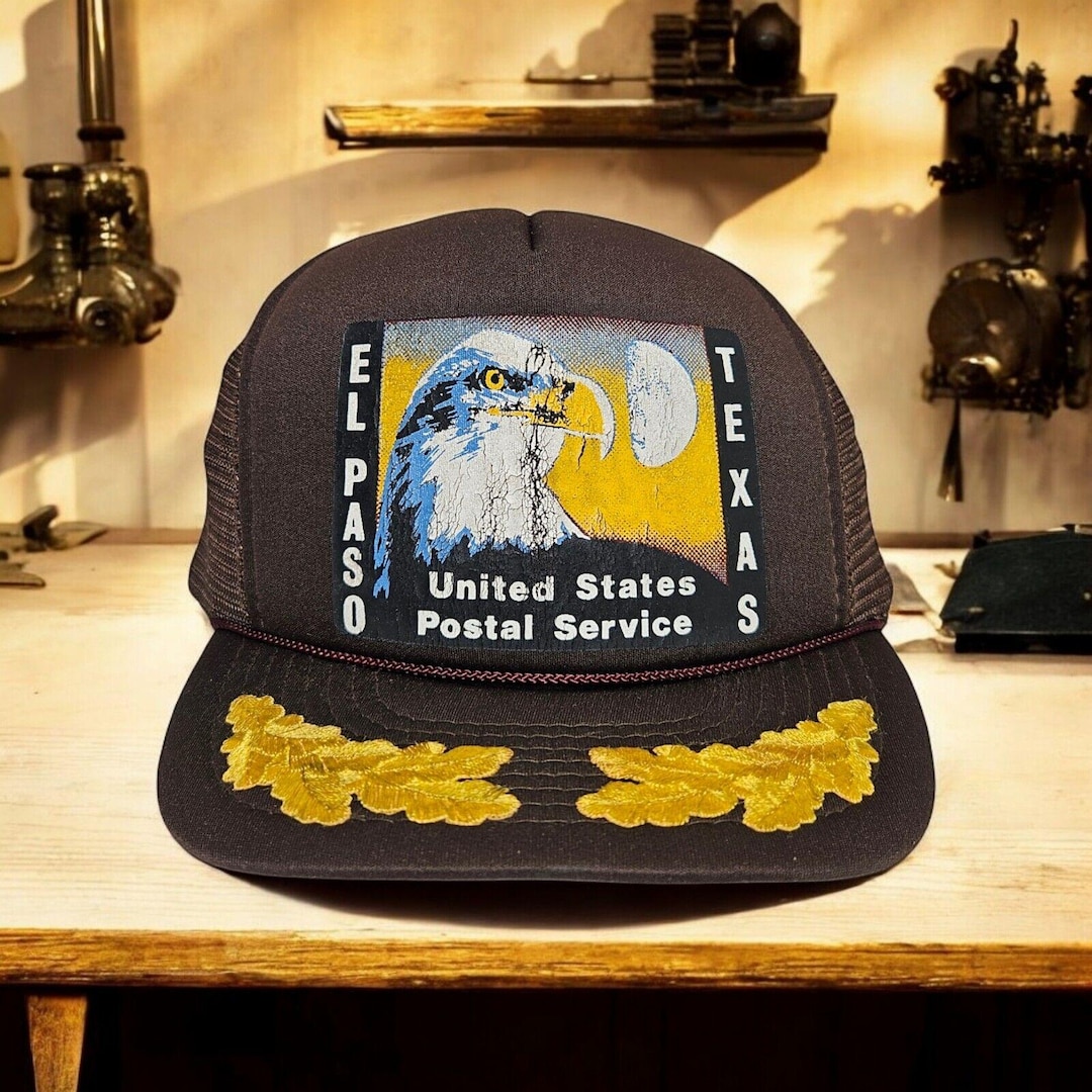 Vtg USPS Snapback Trucker Hat El Paso Texas Scrambled Eggs Bald Eagle ...