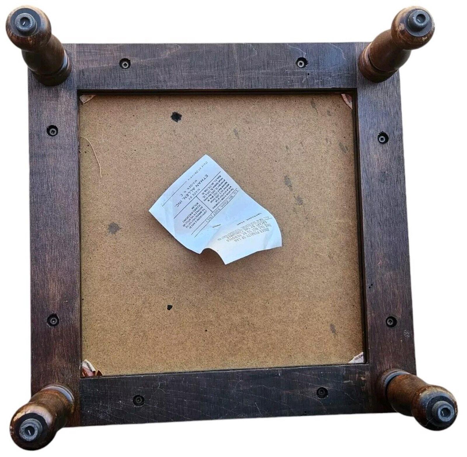 Vintage Ethan Allen Nesting Stacking Foot Stool MCM Wood Vinyl Square ...