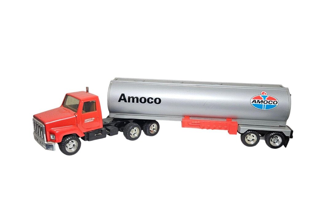 Vtg Ertl Amoco Feul Tanker Pressed Steel Semi Truck Toy USA ...