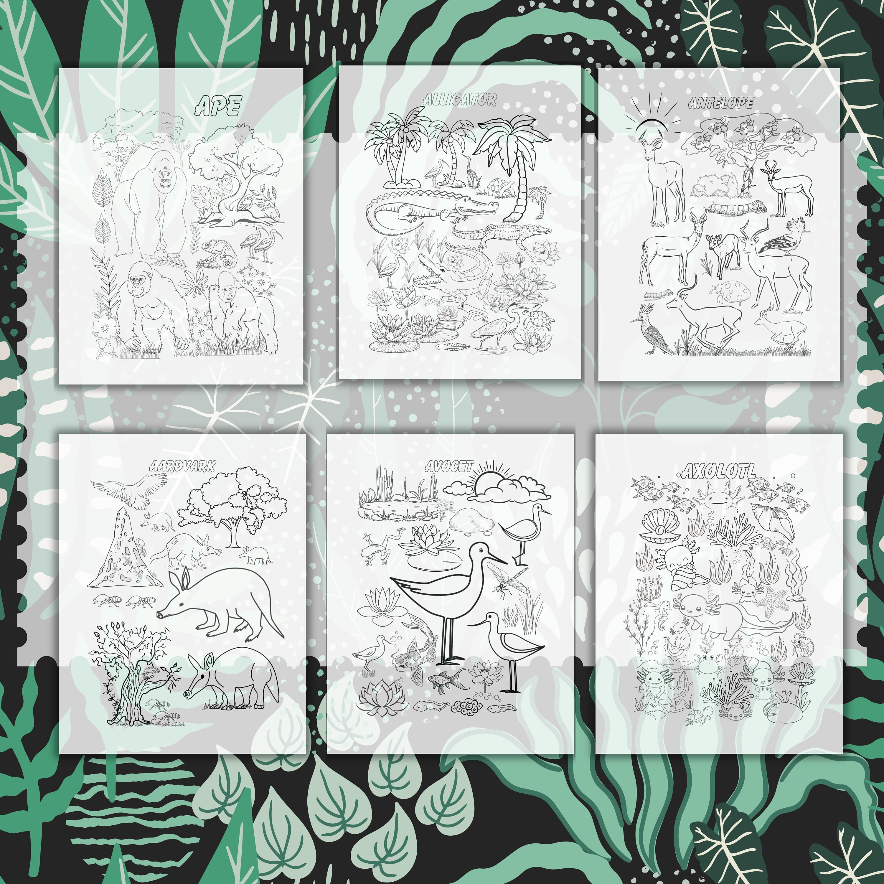 A-letter Animals Coloring Pages for Kids Ages 5-12 Years Old. Adorable ...