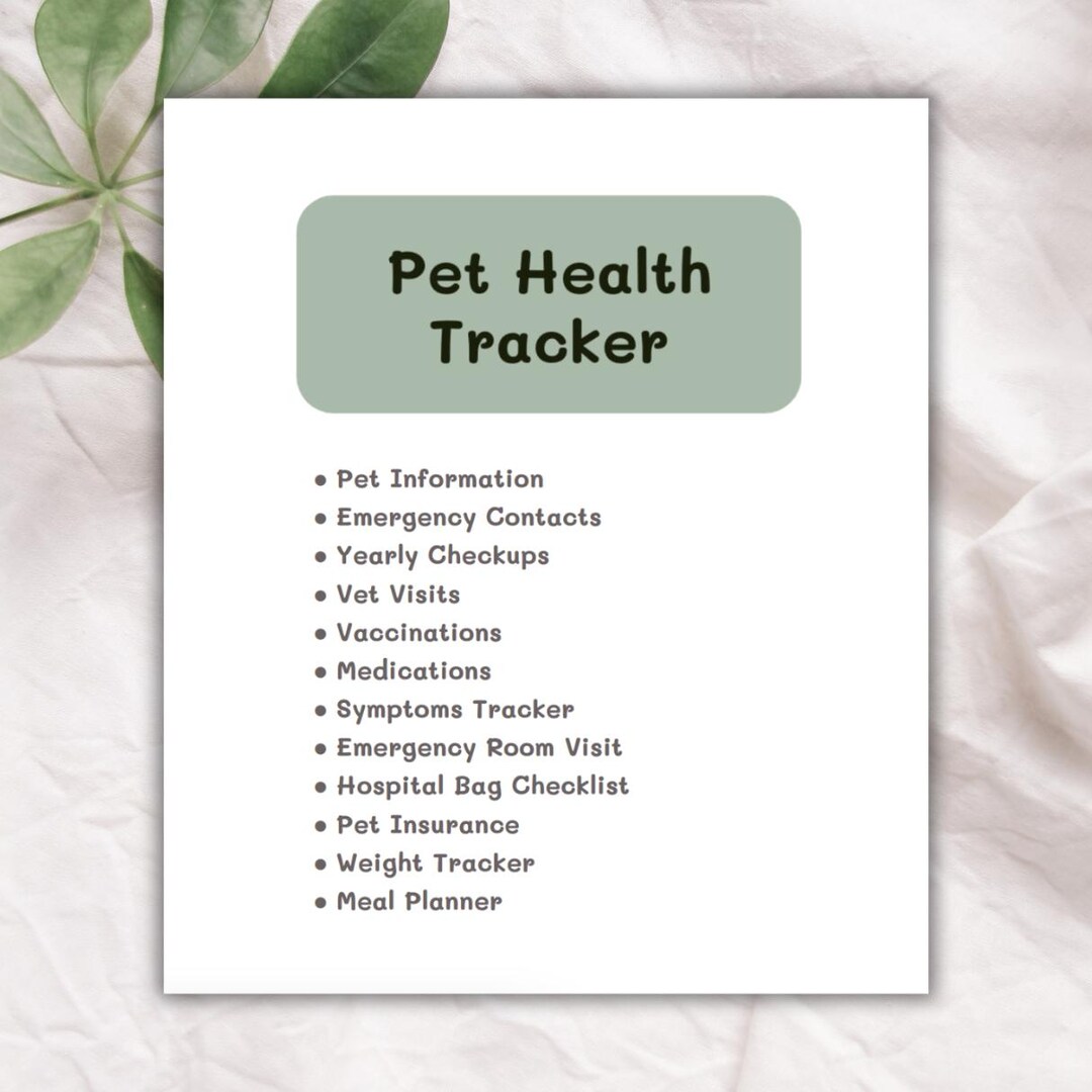 Pet Health Tracker | Editable Vet Visit Log, Medications, Vaccines ...