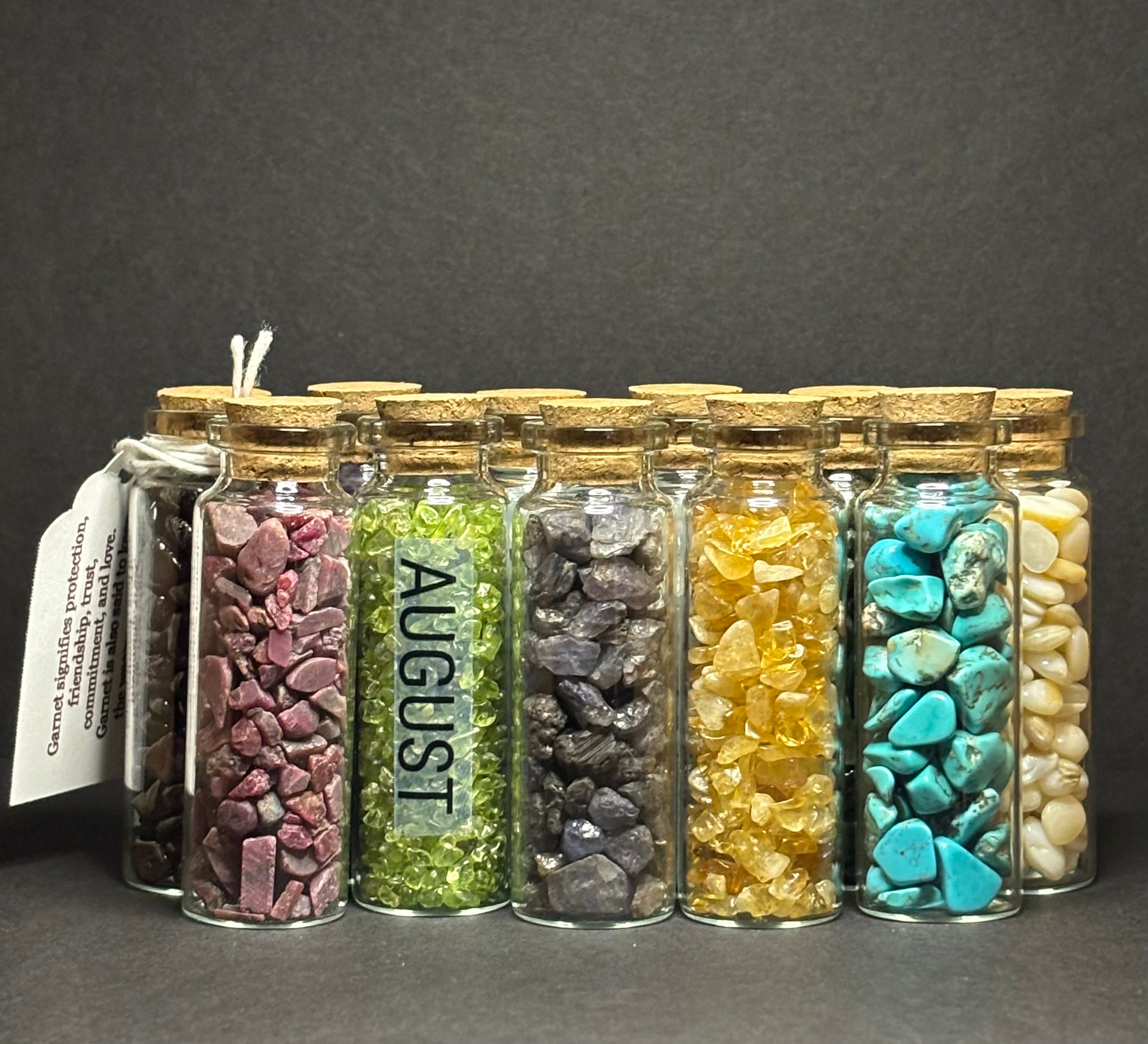 Mini Birthstone Jars | Gemstones | Birthstone Gifts | Crystal Chips ...