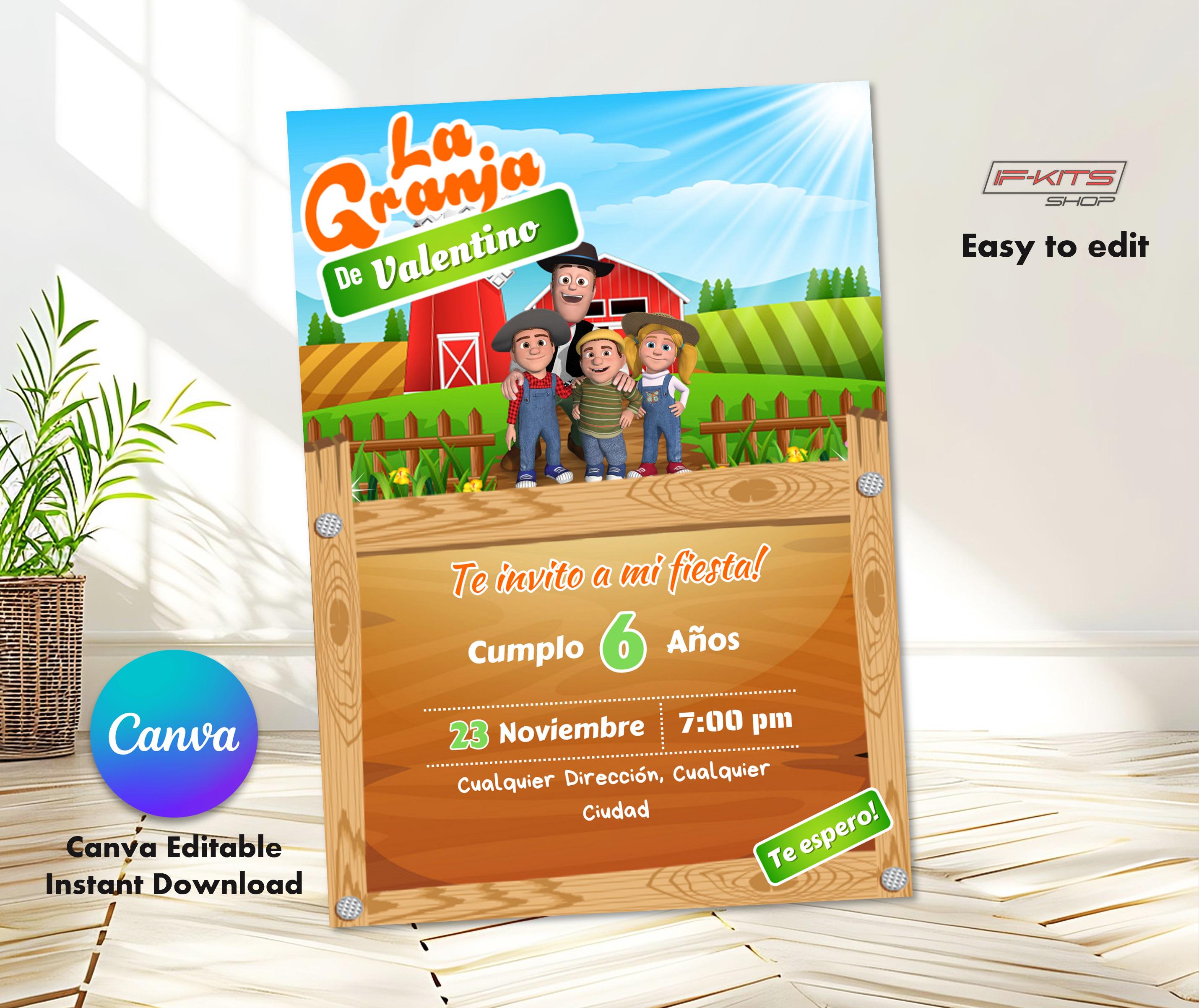 La Granja De Zenon Editable Birthday Invitation Card, Instant Download ...