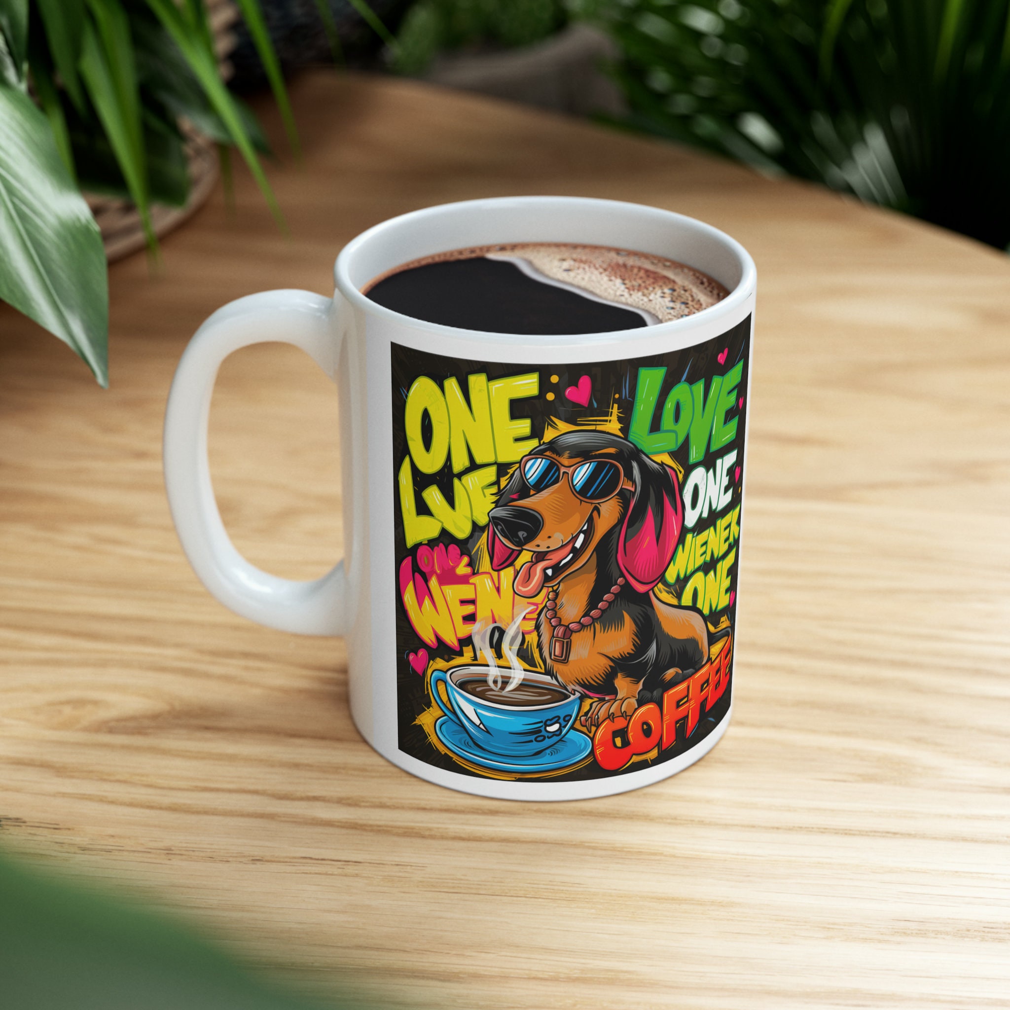 Rasta Reggae Dachshund Mug With Saying One Love One Wiener One Coffee ...