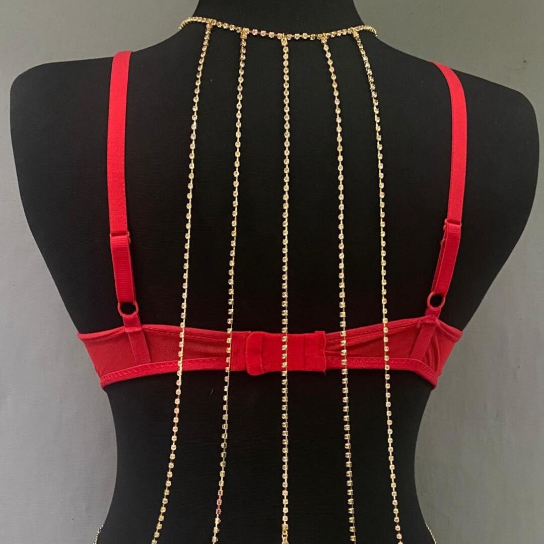 Crystal Back Body Chain, Deep Back Neckline , Bikini Body Jewelry, Back ...
