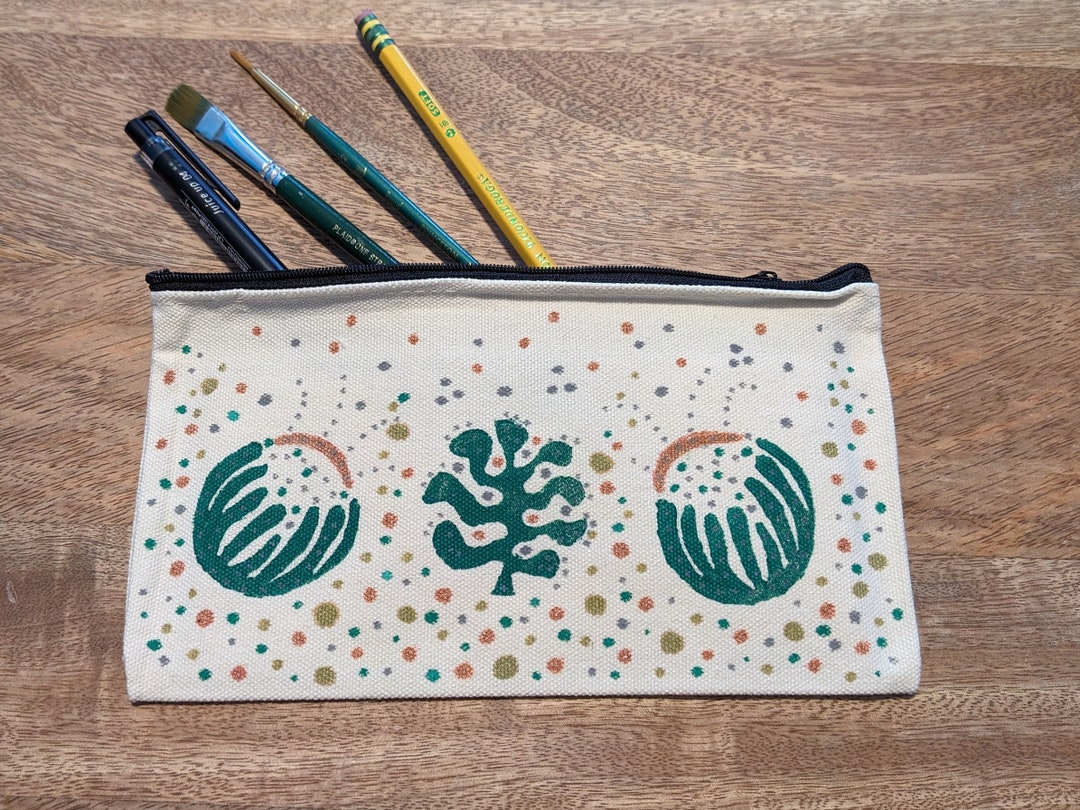 Hand-carved Stamp Designs With Details on Pencil Case With Zipper - Etsy