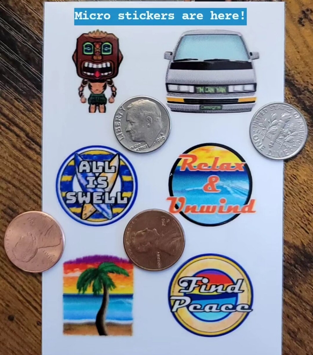 Micro Sticker Set, Small Sticker Set, 1 Inch Sticker, Beach Stickers ...