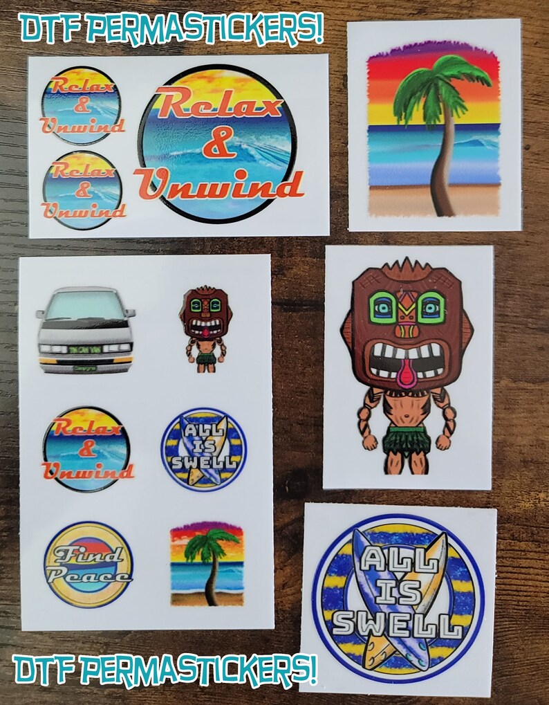TCVD Sticker Pack, Sticker Pack, Tiki Sticker, Surf Sticker, Palm Tree ...