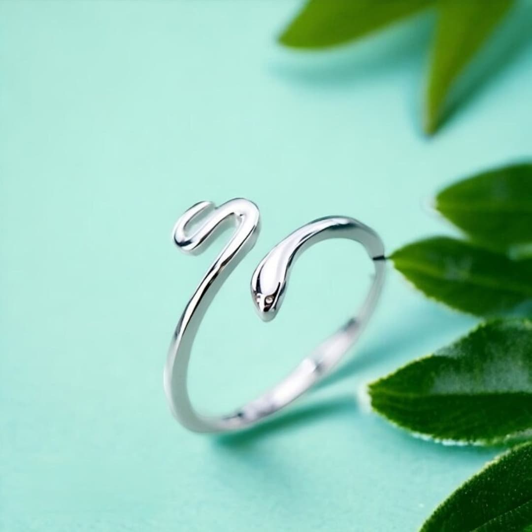 925 Silver Snake Ring, Adjustable Serpent Ring for Her, Anaconda Ring, Wildlife Inspired, Cute ...