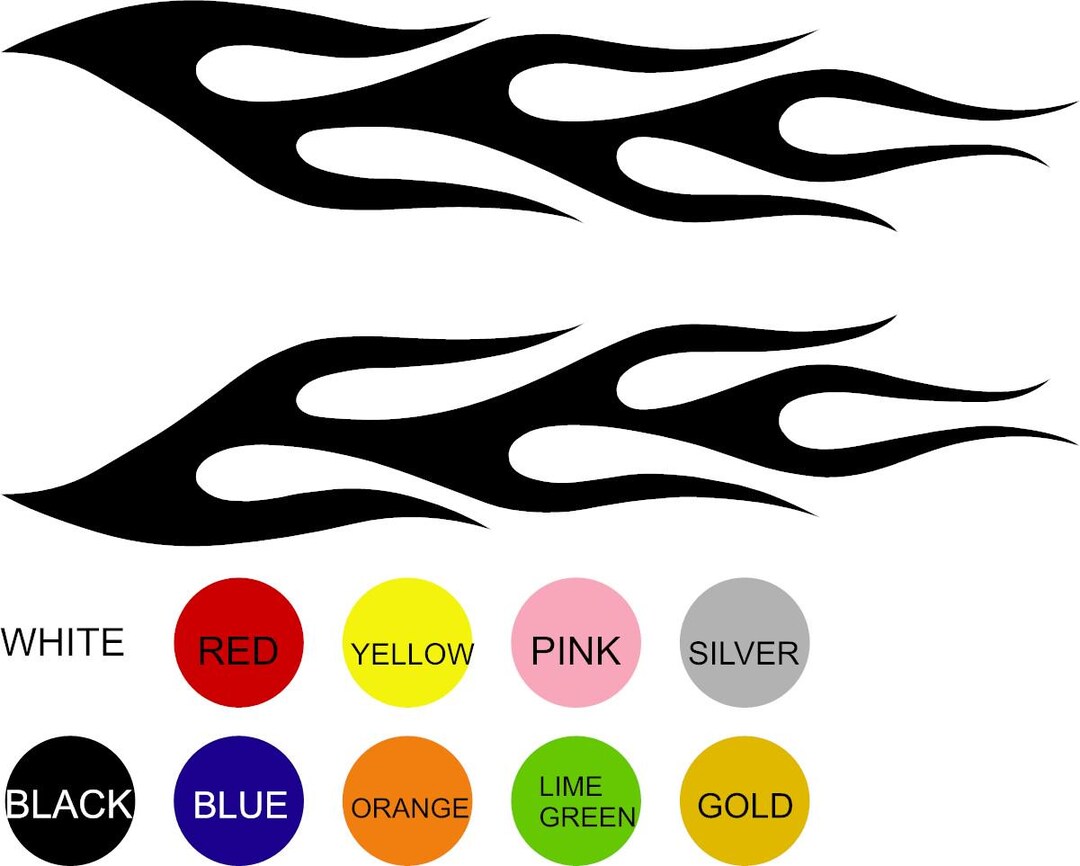 Decal Sticker Flame - Set of Two - Size & Color Option - Atv ...